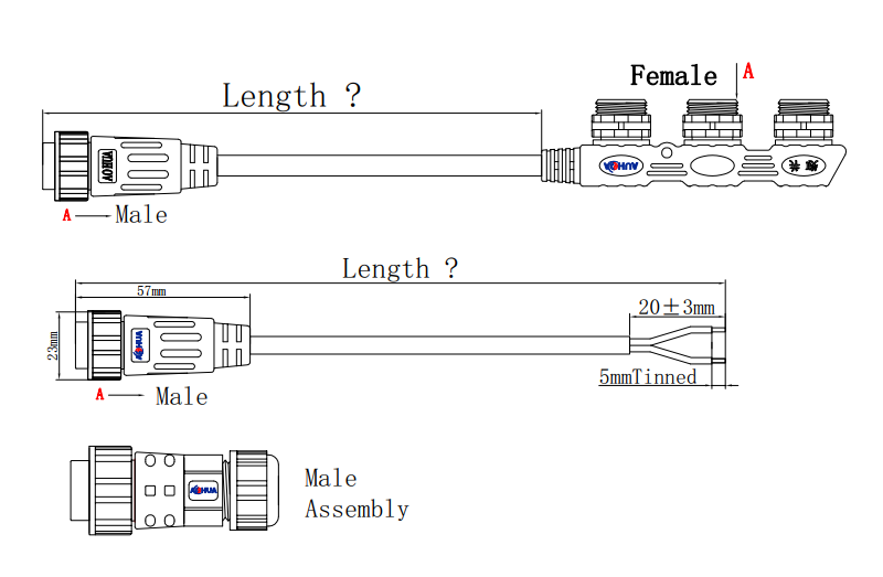 LED Driver Power Module Output Distributor Cable Solution Male Female ...