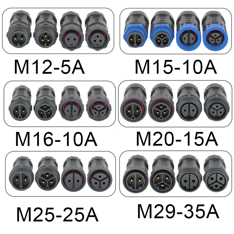 AOHUA UL 3pin 16AWG 14AWG M15 Standard Street Light Power Male Female ...