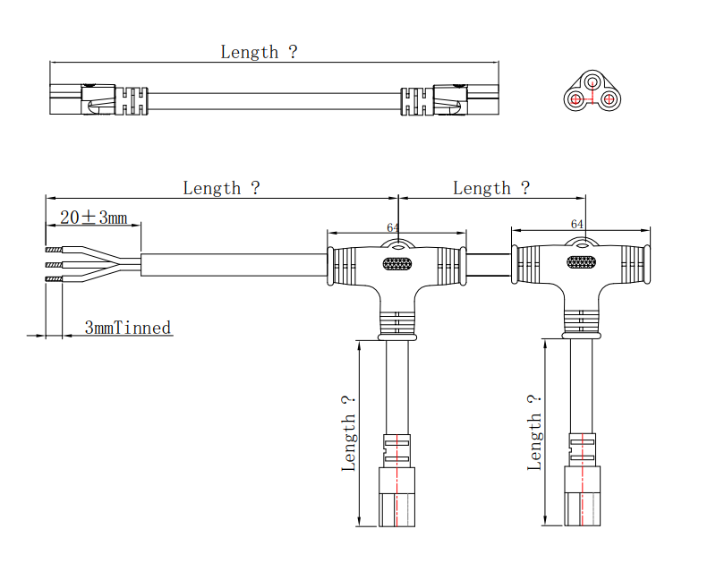 Three-hole Plug-in Double-ended Cable Tube Light Bulb Lamp Holder ...