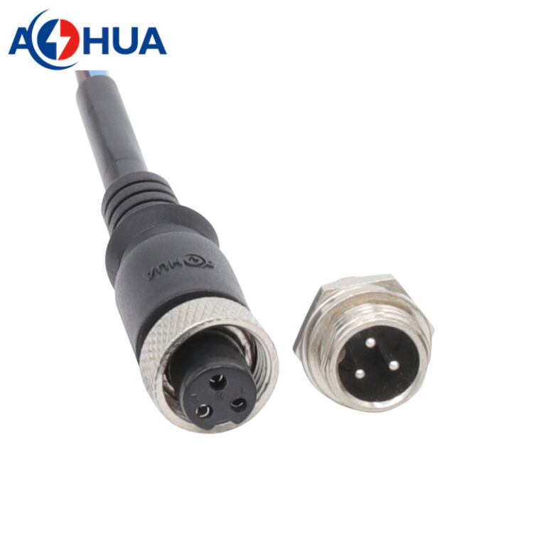 AOHUA AH-M12-0403FMA01111 M12 Male Straight 3 Pins Connector Aviation ...