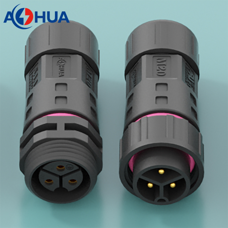 Gold Plated Copper PA66 3pin 15A Male To Female Assembly IP68 Waterproof Plug Socket UL Approved ...