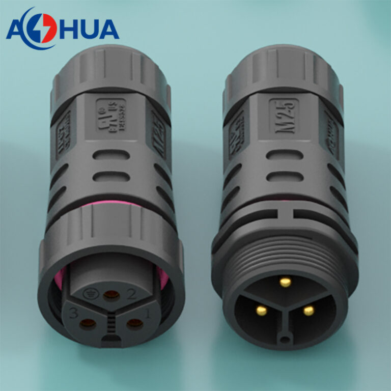 PA66 Gold Plated Copper 300V UL SAA TUV Male To Female IP68 25A 3pin ...